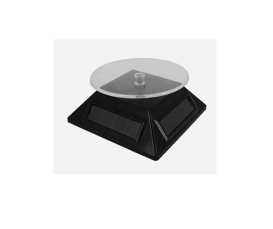 Solar Powered Black Small Spinning Display Turntable | Maine Vintage Toys